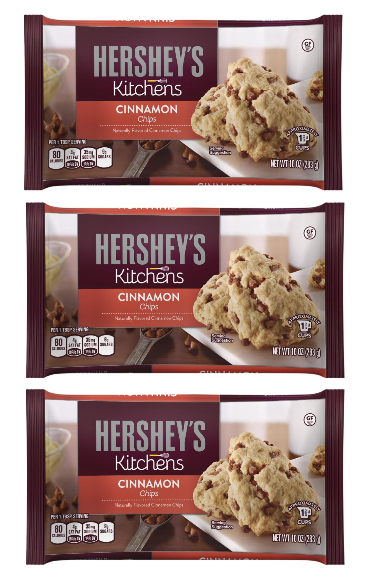 Hershey Cinnamon Baking Chips - 10 oz Bags - Pack of 3 - Great for baking and Snacking on - Perfect to Give a Bag and Use a Bag for Yourself - Use Anytime and Especially During the Holidays