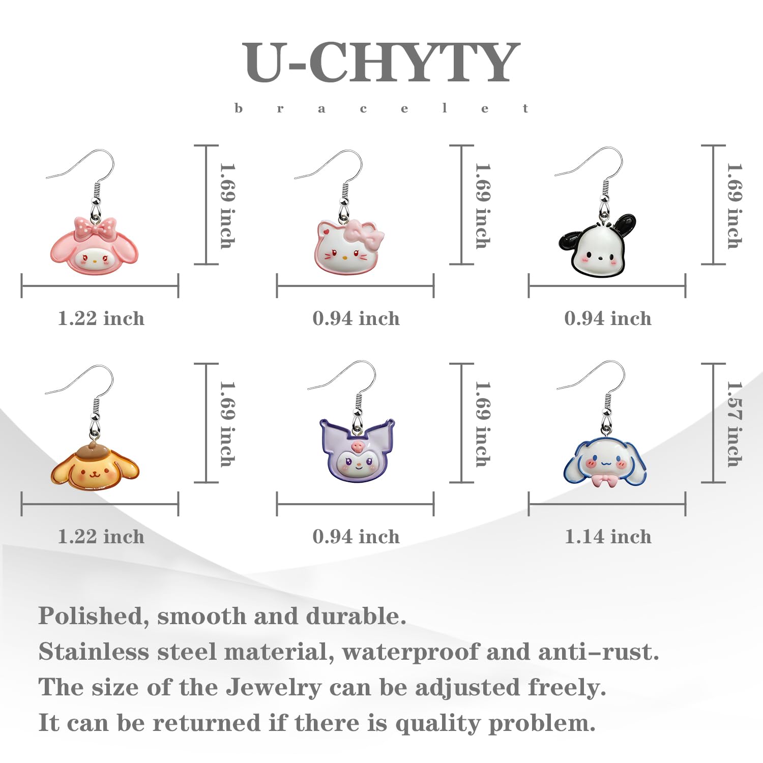 Kitty Earring Kitty Earring Jewelry 4-6 pcs Kitty Charm Pendant Earring Kitty Jewelry for Women (earring-01)