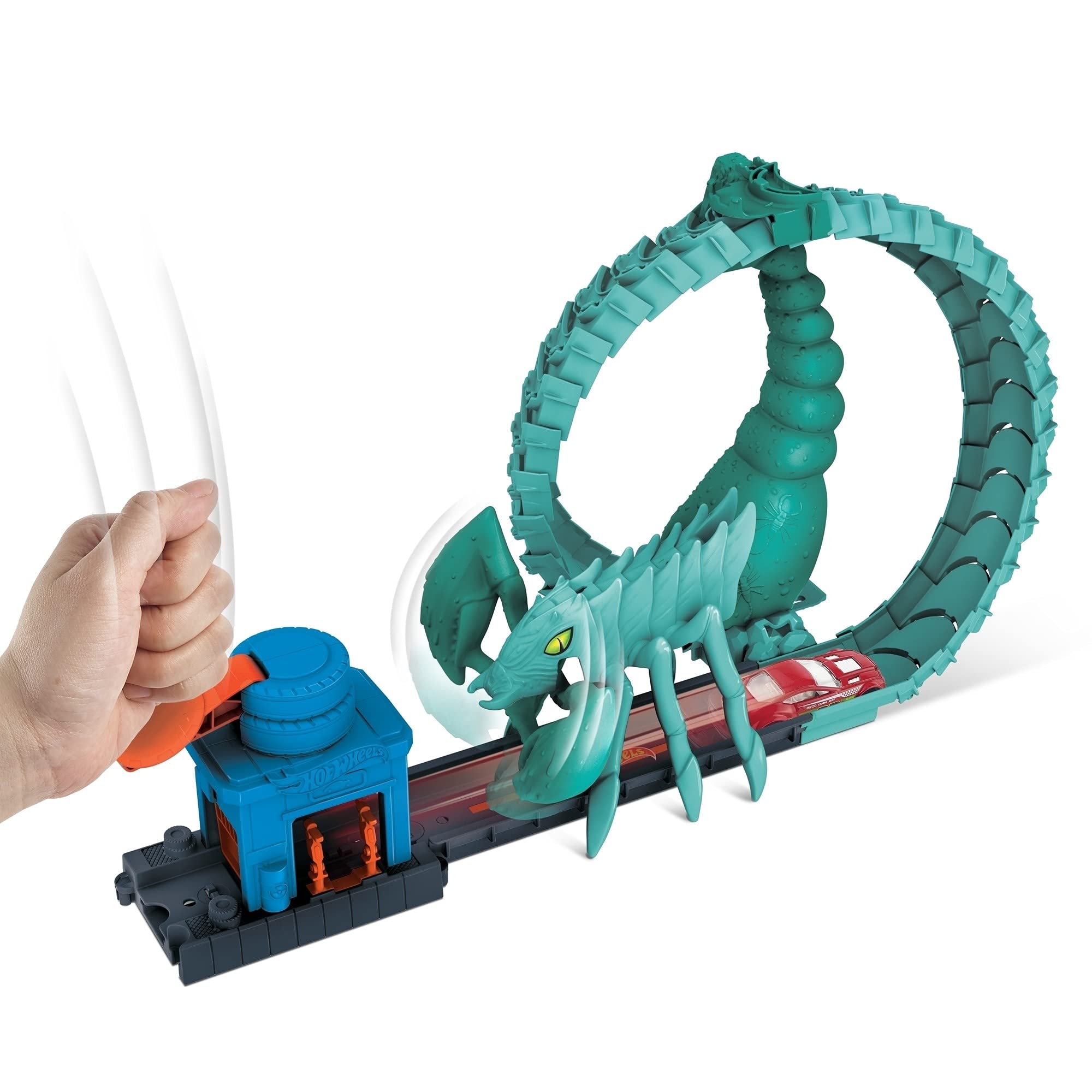 Hot Wheels Toxic Scorpion Attack Play Set for Kids 4 to 8 Years Old with One 1:64 Car, Nemesis Has Moving Claws Challenge & The Loop Tail Can Unroll into a Straight Track