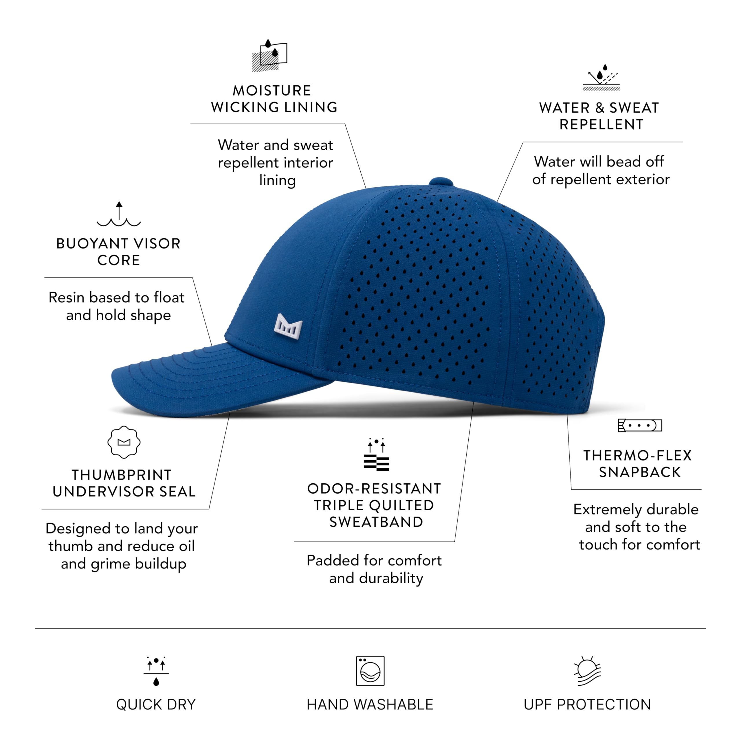 melin A-Game Icon Hydro, Light Grey/Maroon, Men's Performance Snapback Hats, Water-Resistant Fitted Baseball Caps for Men & Women, Golf, Running, or Workout Hat, Medium-Large