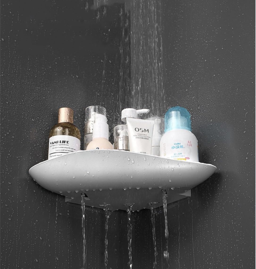 ORLDLEADER Corner Shower Shelves, Ultra Stable Heavy Duty Adhesive Shower Shelf, Shower Shelves, Bathroom Shelves, Bathroom Caddy, Fast Drain and Rustproof, GIFT STICKERS + 4 PER SET