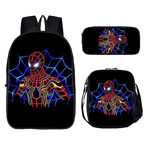 VROOS Cartoon 3Pcs Backpack Set Lightweight Laptop Backpack with Lunch Bag Pencil Case 17in Casual Daypack Travel Bag