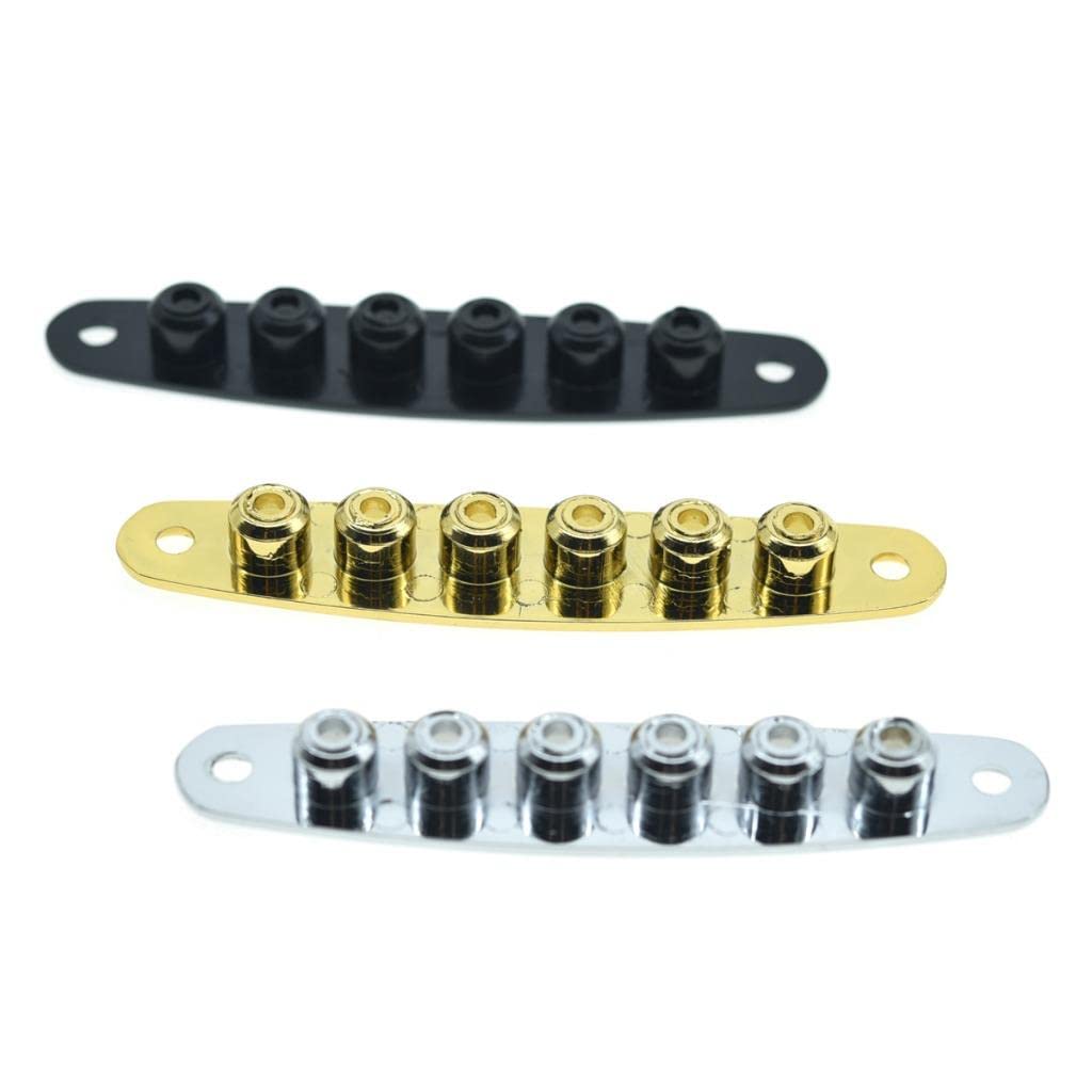 KAISH Guitar Bridge String Thru Body Ferrule Plate Guitar String Ferrules String Bushing Plate for Electric Guitar Chrome