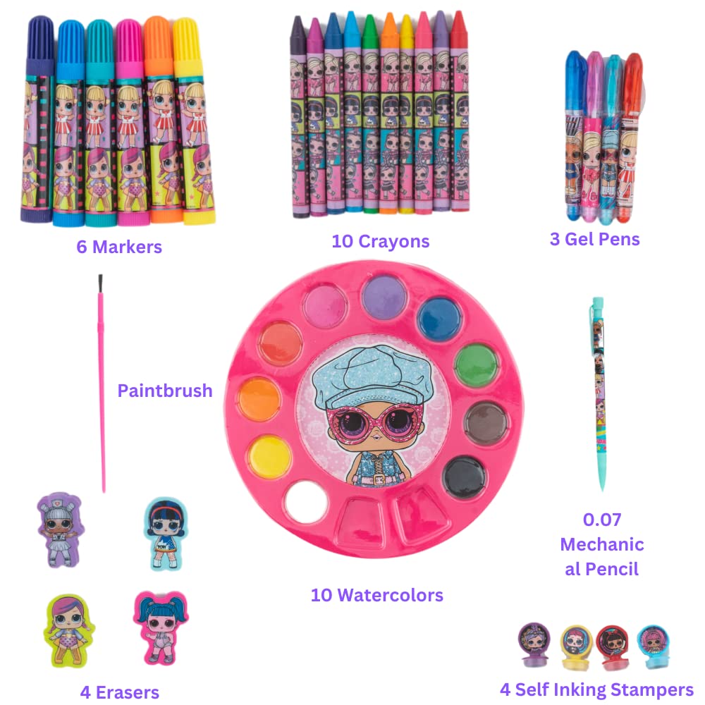 LOL Surprise Creativity Fun Kids Art Set for Coloring, Painting, and Crafts