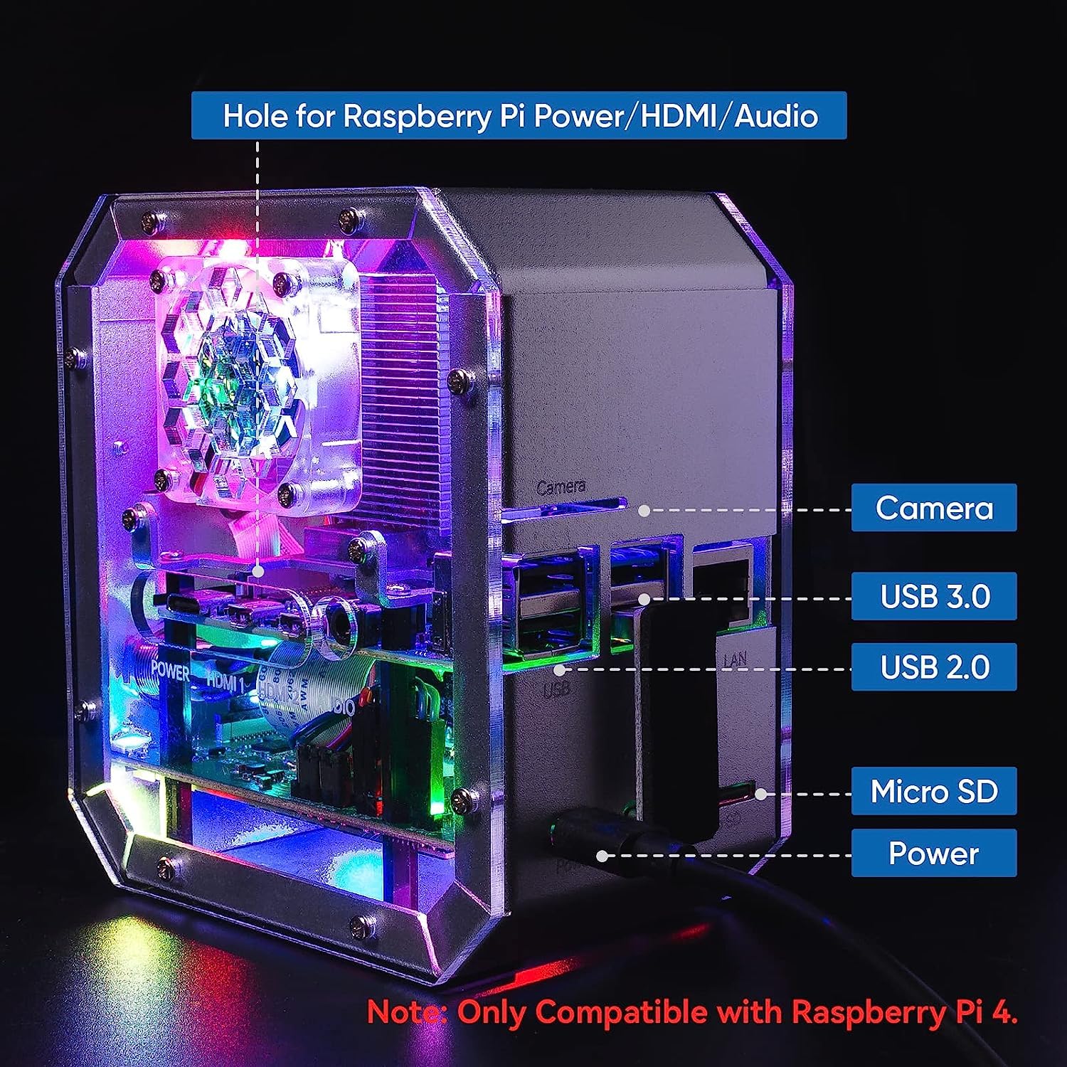 Pironman Mini PC Case for Raspberry Pi - Aluminum Alloy Tower Case with Fan, Tower Cooler, M.2 SATA SSD Expansion Board, 0.96" OLED, IR Receiver and Power Button for Raspberry Pi 4