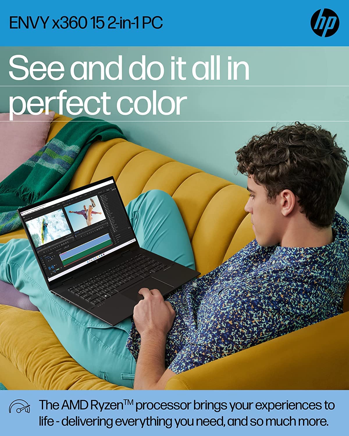 HP Envy X360 Convertible Laptop, 15" FHD Touchscreen Display, AMD Ryzen 7 5825U, 32GB RAM DDR4, 1TB PCIe SSD, Backlit, Fingerprint, Webcam, Type-C, Win11 Pro