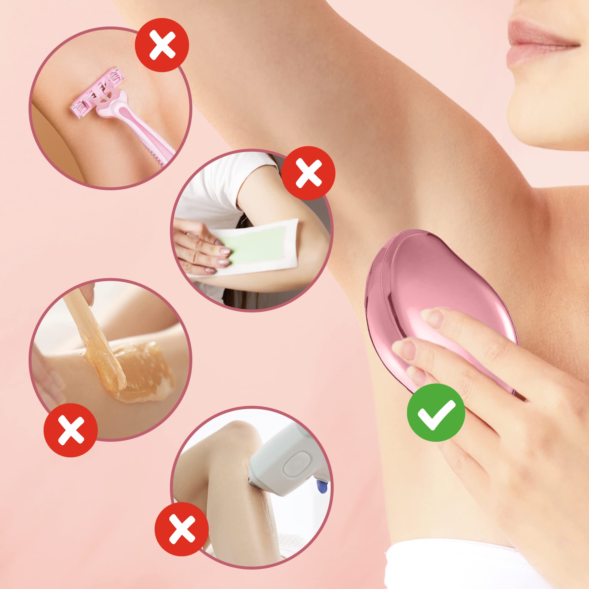 Painless Exfoliation Crystal Hair Removal Tool, Reusable & Washable-Pink
