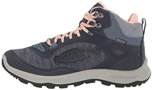 KEEN Women's Terradora Flex Mid Height Waterproof Hiking Boots, Vintage Indigo/Peachy, 6.5