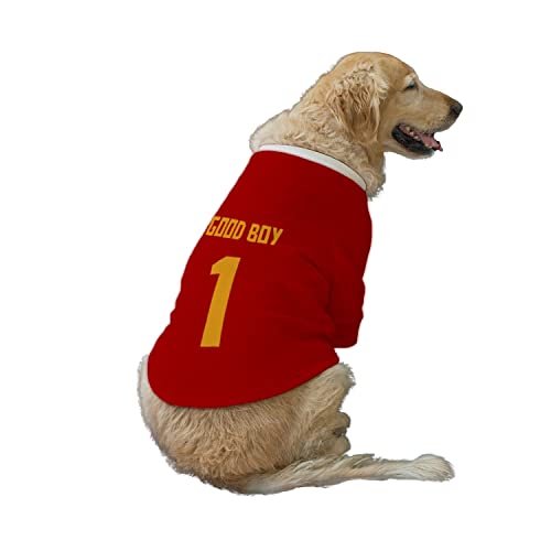 Ruse- Pet Good Boy No.1 Printed Round Neck Full Sleeves Technical Dog Jacket for Dog Clothes Winter Apparel Gift for Dogs.Berry Red/Small (Apso, Shih Tzu etc.)