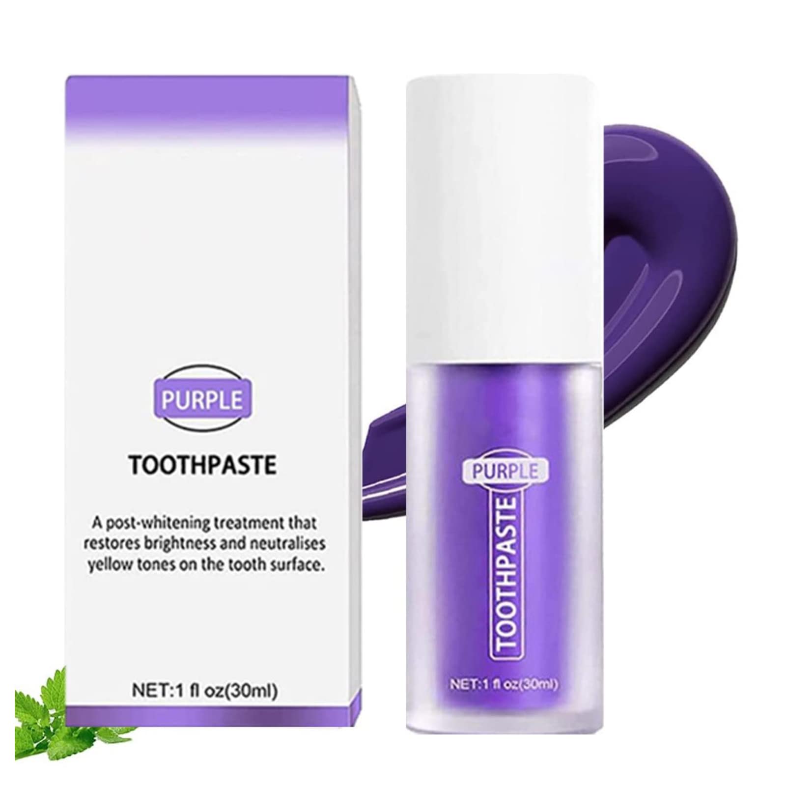 Purple Teeth Whitening Cleaner Toothpaste, Sensitive Teeth Toothpaste to Protect The Gums, Teeth Whitening Toothpaste for Stains Removal, Against Yellow Teeth and Cavities
