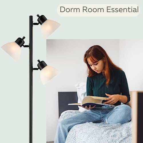 LIGHTACCENTS 3 Light Floor Lamp Tree Floor Lamp Industrial Modern Style Standing Multi Head Floor Lamp Pole Lamp with Adjustable Lights β Standing Lamps for Office β Tall Lamp Torchiere - Black