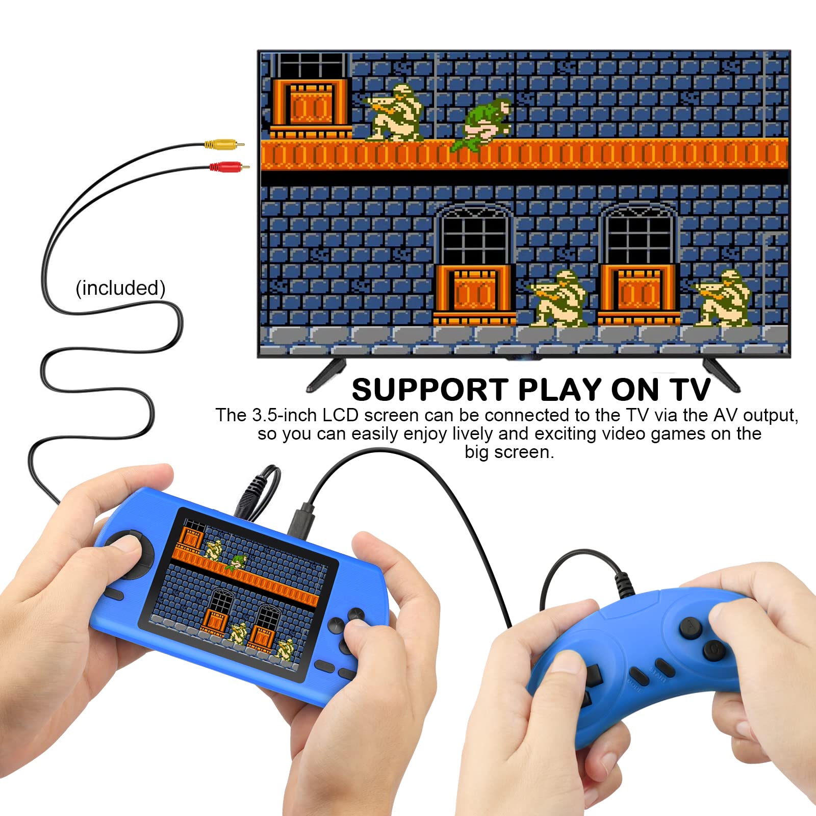 Melusen Retro Handheld Game Console, Portable Handheld Games for Kids with 500 Classical FC Games, 3.5" LCD Screen Support for Connecting TV and Two Players Gift for Adult
