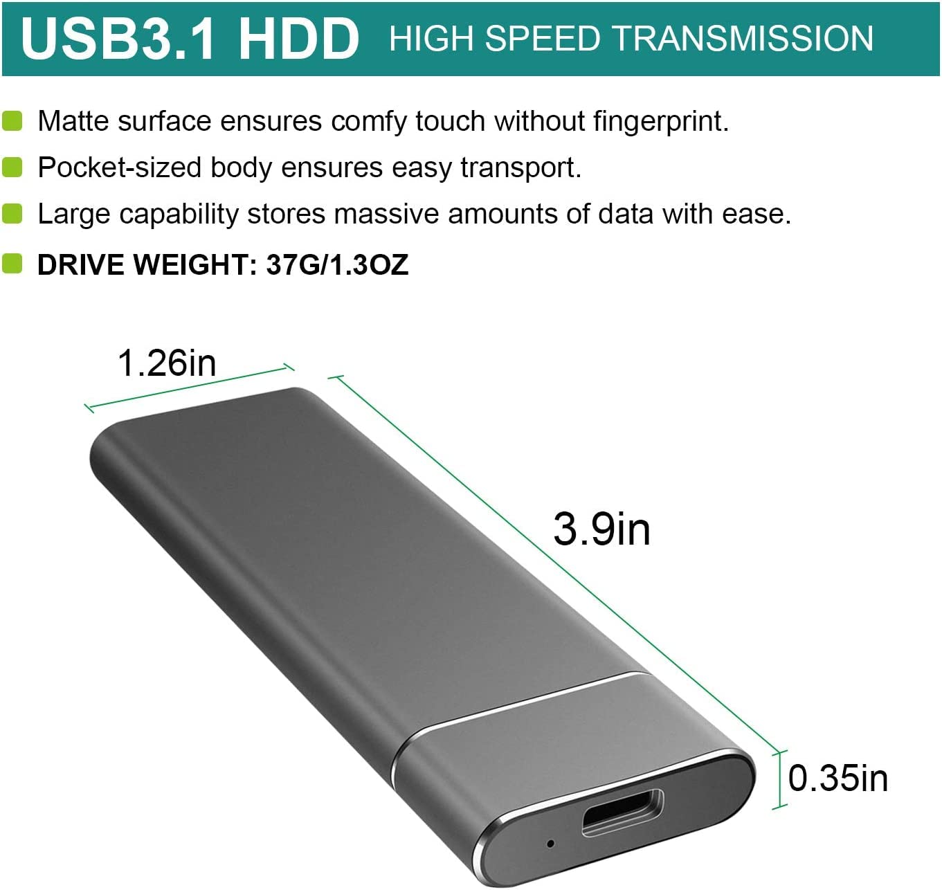 Portable External Hard Drive for Mac,PC,Desktop,Laptop-Portable Hard Drive External USB 3.1 Hard Drive,Date Storage External Hard Drive 2TB,Ultra Slim & High Capacity,VOYAH-HDD04(2TB,Blue)