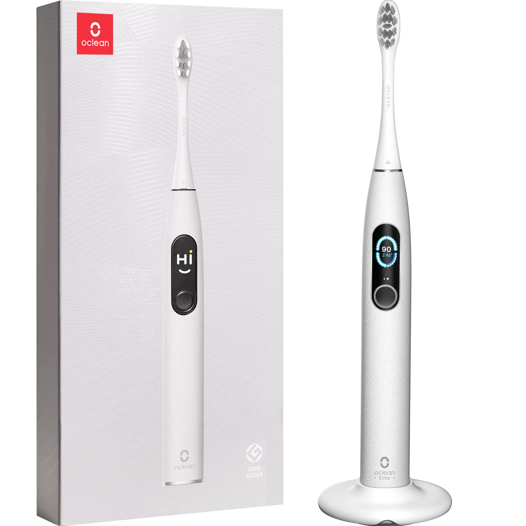 Oclean X Pro Elite Ultra-Quiet Sonic Electric Toothbrush for Adults,4 Modes with Timer, Color Touchscreen App-aided, Wireless Quick Charge for 35 Days, Travel Rechargeable Power Smart Toothbrush