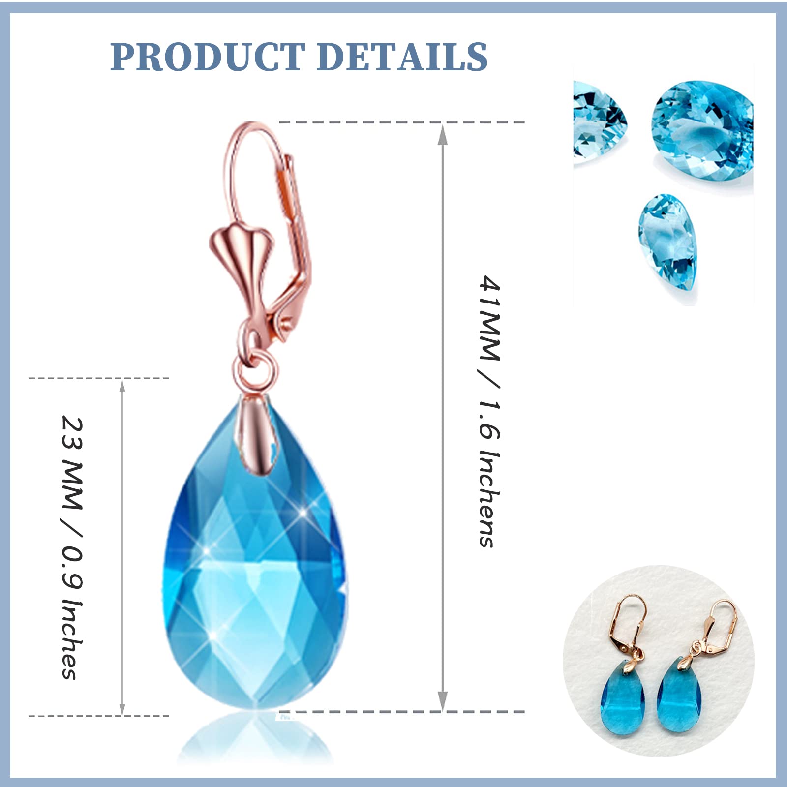 JEWPARK 16 Pairs Multi-color Dangle Earrings Set Crystal Dangle Drop Earrings Rainbow Crystal Earrings for Women