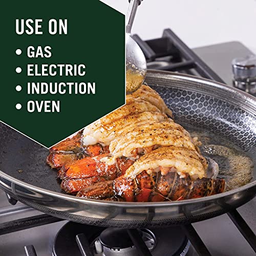 HexClad Hybrid Nonstick 12-Inch Fry Pan with Tempered Glass Lid, Stay-Cool Handle, Dishwasher and Oven Safe, Induction Ready, Compatible with All Cooktops
