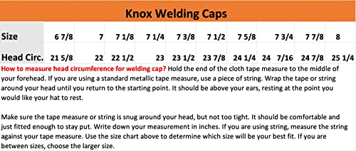 Knox Welding Caps for Men, 8 Panel Welder's Cap, Double Stitched, Cotton Duck Canvas, Deep Crown Design for Safety & Protection While Welding (Blue Band 7-7/8)