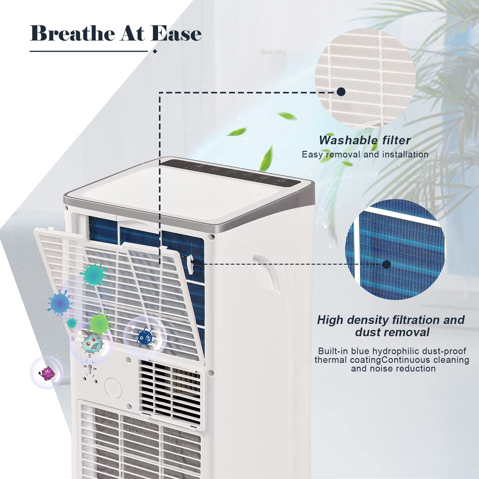 oneinmil 4-IN-1 10000BTU Portable Air Conditioner and Heater, Built-in Dehumidifier & Fan Modes with Remote Control, Includes Window Mount Kit, AC Unit For Room, Office, Dorm, Bedroom