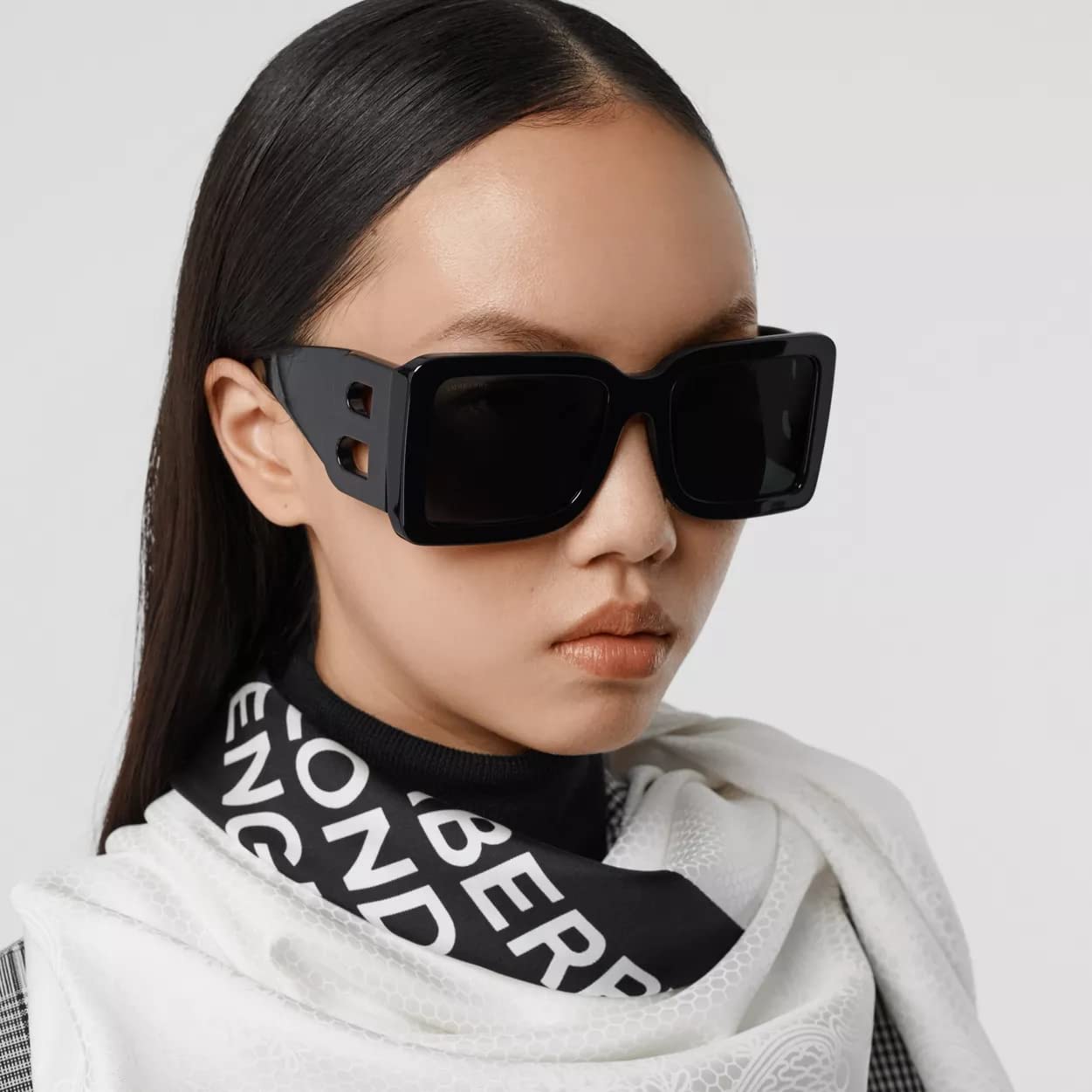 Melpomenia Trendy Oversized Square Sunglasses for Women Men Fashion Black Thick Big Frame Luxury Designer Sun Glasses (Black/Grey/Black Character)