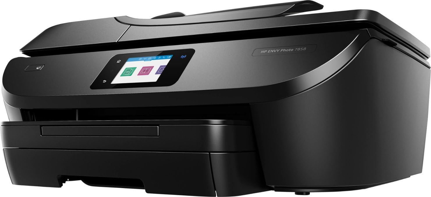 HP Envy Photo 7858 Wireless All-in-One Inkjet Color Photo Printer, Copier, Scanner, Fax Machine with Mobile Printing, Duplex, 2.65" CGD Touch Screen, Black (K7S00A), XPI USB Printer Cable (Renewed)