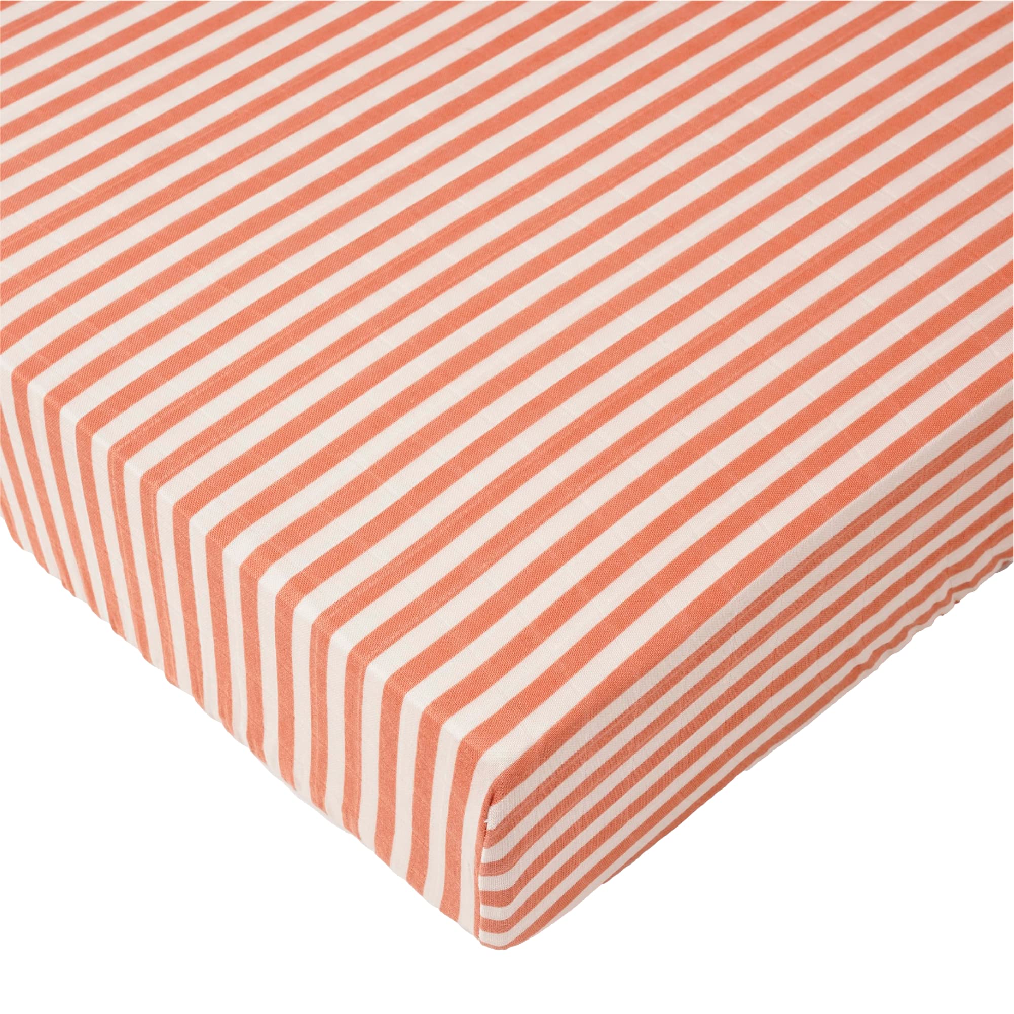 Muslin Crib Sheet - Fitted Bedding Covers for Baby & Toddler Mattresses - Soft, Hypoallergenic Bed Protector - Machine-Washable Cute Design - Stripes (28x52x9)