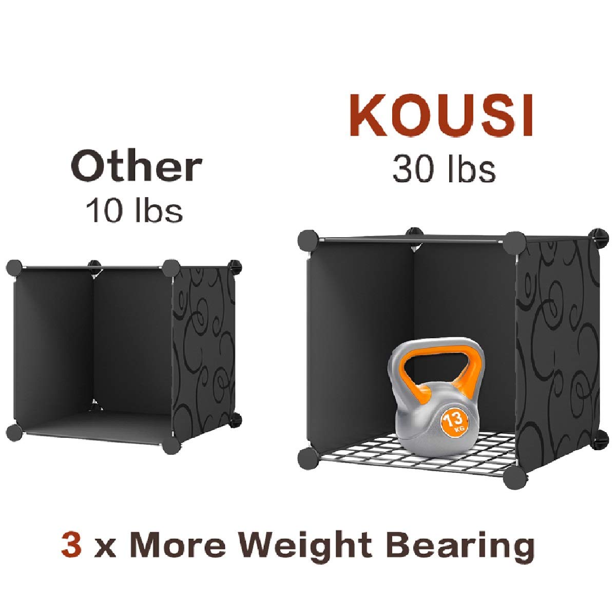 KOUSI Large Cube Storage -14"x18" Depth Cube (25 Cubes) Cube Organizer Cube Storage Shelves Cubby Organizing Closet Storage Organizer Cabinet Shelving Bookshelf Toy Organizer, White