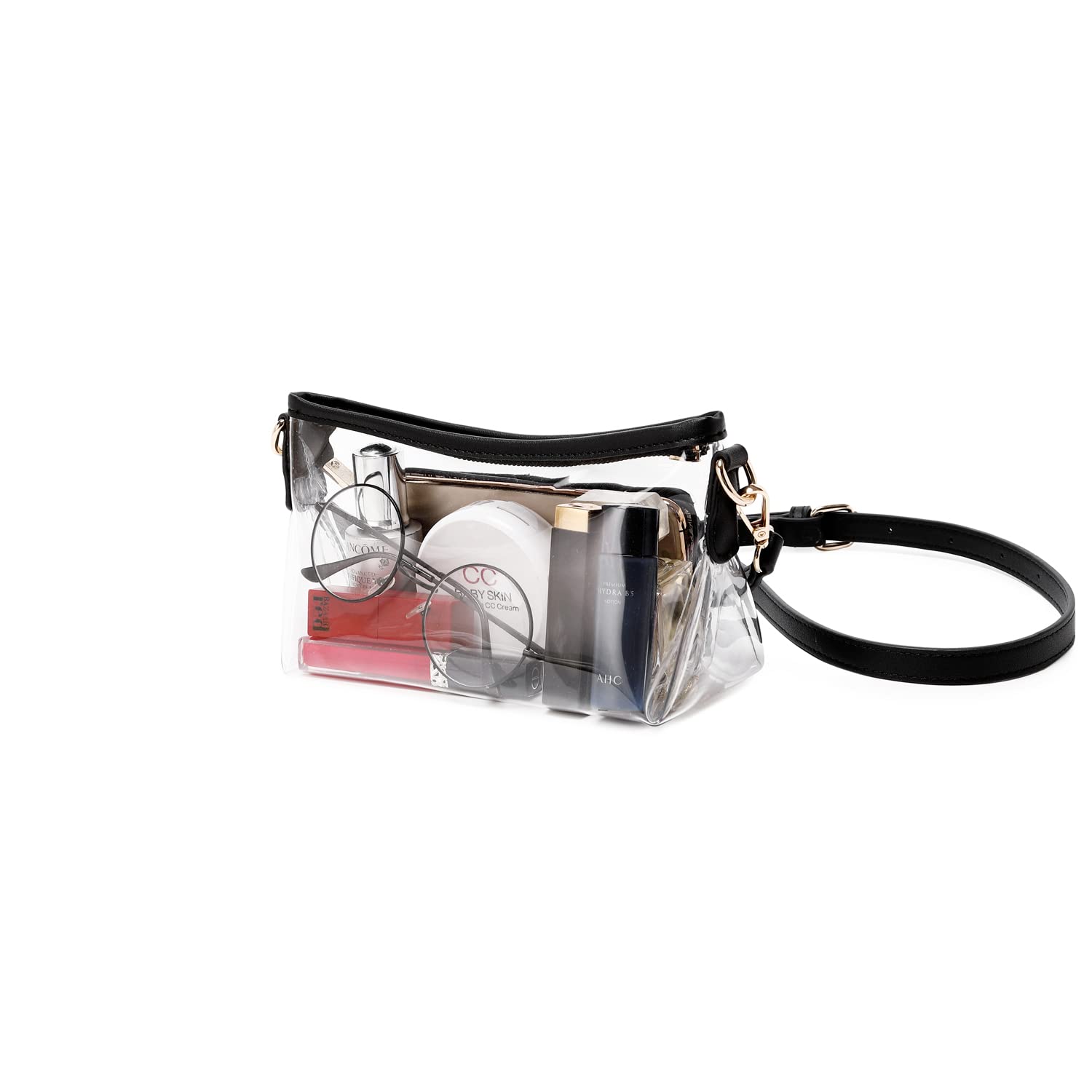 LAM GALLERY Women's Small Clear Crossbody Bag Stadium Approved PVC Clear Purse for Work and Concert - Black