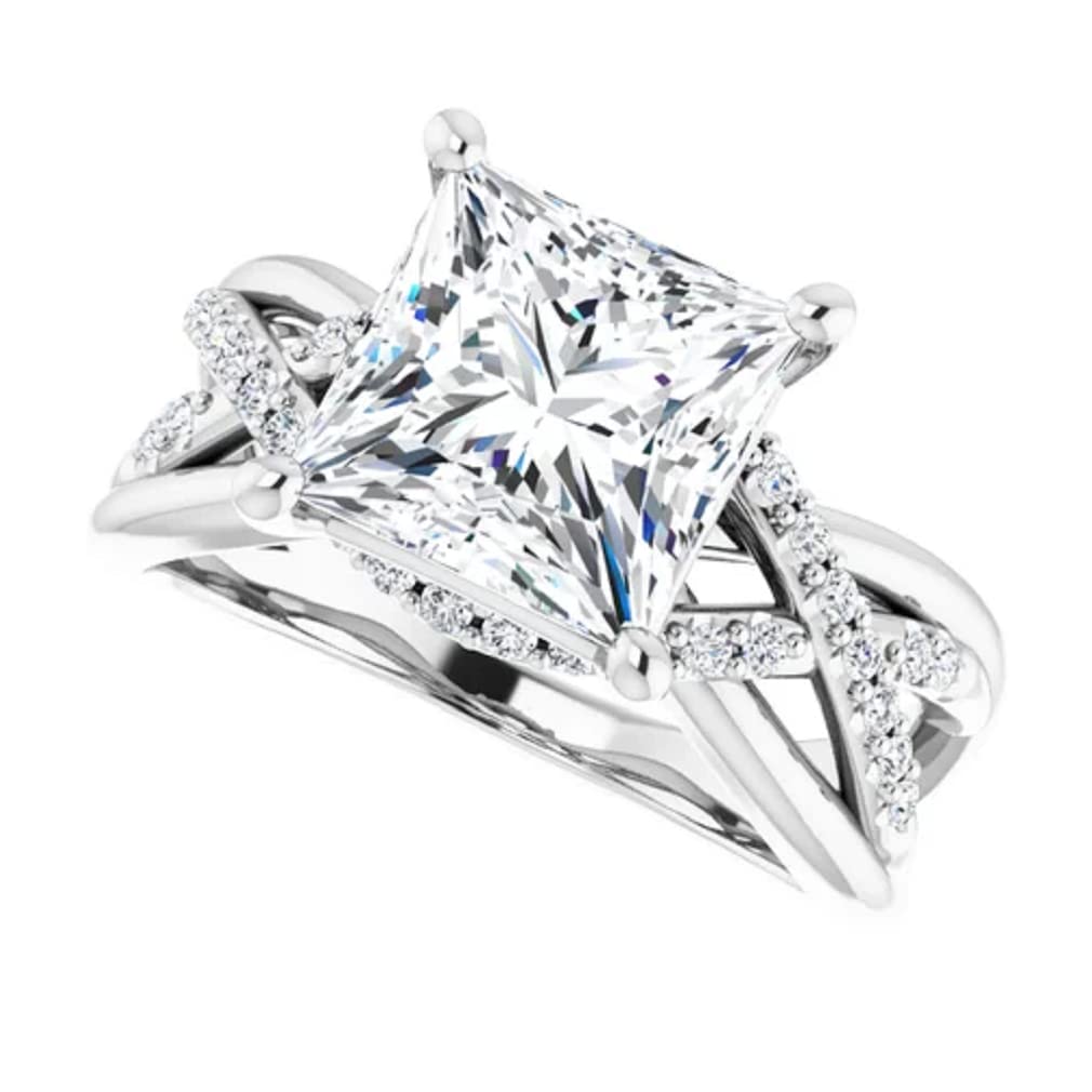 JEWELERYIUM 3 CT Princess Cut Colorless Moissanite Engagement Ring, Wedding/Bridal Ring Set, Solitaire Halo Style, Solid Sterling Silver Vintage Antique Anniversary Promise Ring Gifts for Her (9)