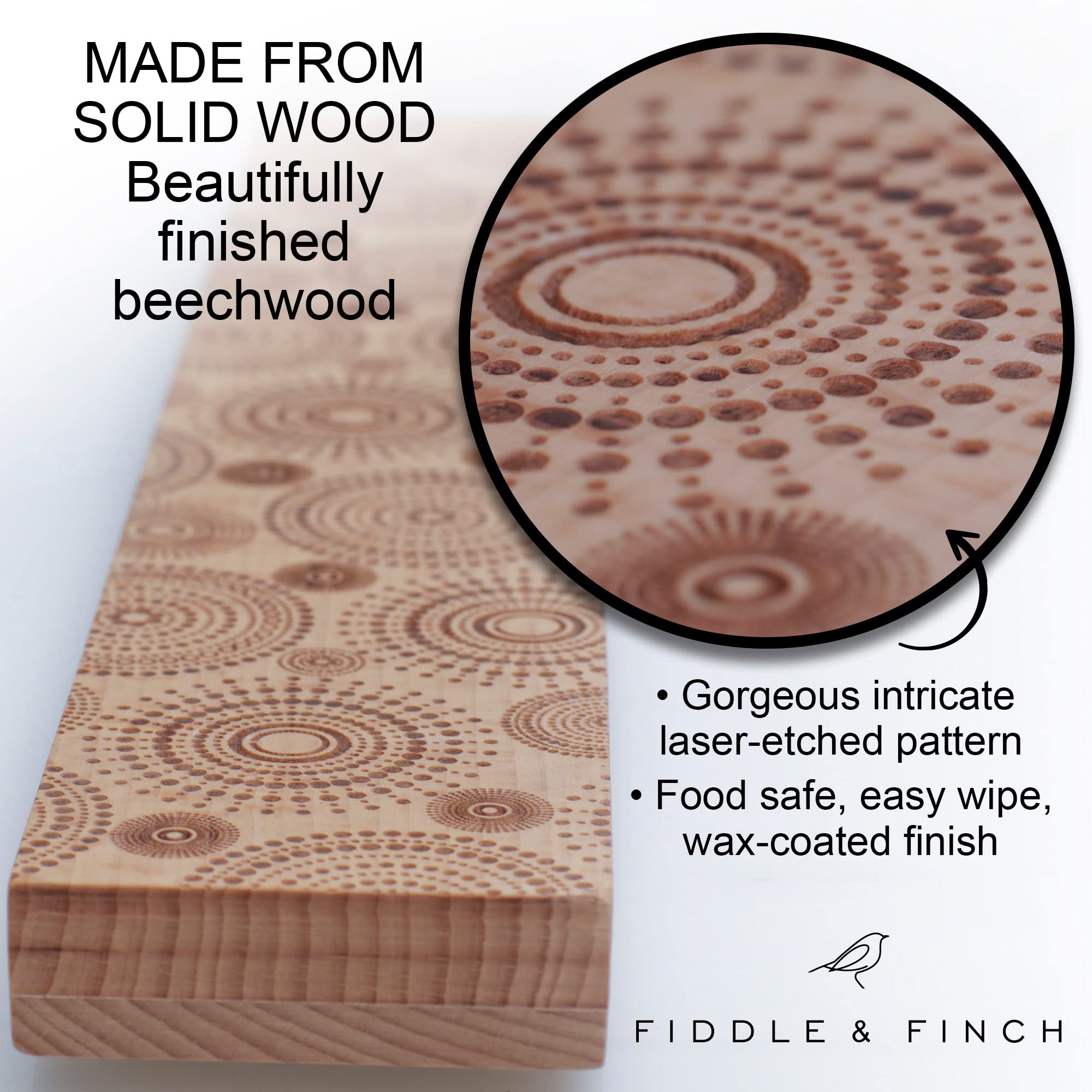 Magnetic Strip Knife Holder β Etched Wood Knife Rack or Bar with Hardware for Hanging & Wall Mounting. β Kitchen Utensil Organizer & Storage by Fiddle & Finch, 16 Inch. Circle Design