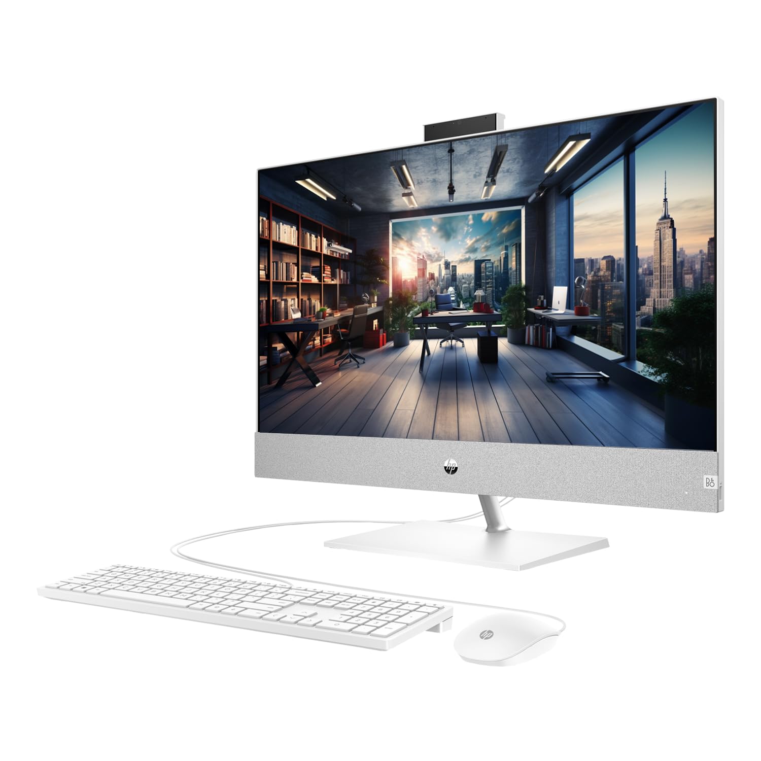 HP Pavilion All-in-One Business Desktop, 27” FHD Display, AMD Ryzen 5 5500U Processor, 64GB RAM, 1TB SSD, Wi-Fi 6, Webcam, HDMI, RJ-45, Wired KB & Mouse, Windows 11 Pro, White