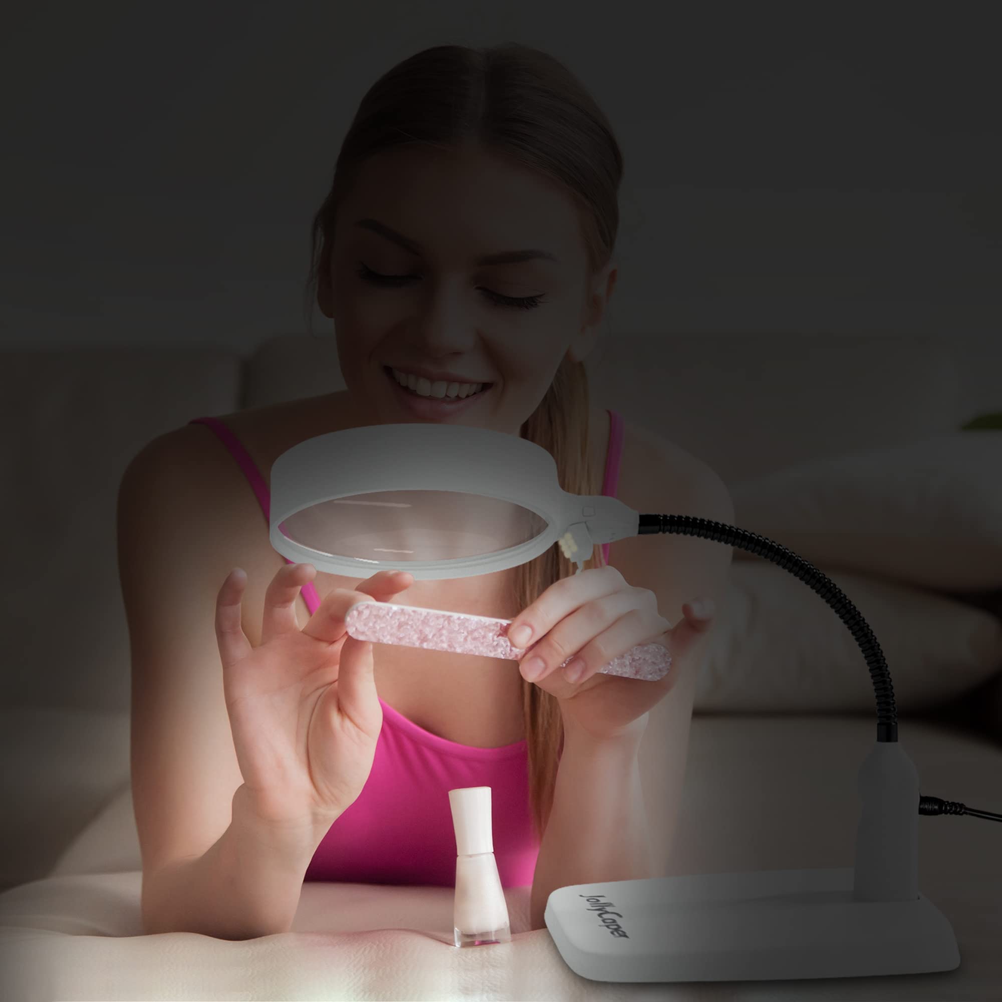 JollyCaper - Magnifying Glass with Light and Stand - Led Magnifying Lamp 8X - 6 LED - Magnifying Lamp for Sewing Table, Crafts, Reading Light, Jewelry