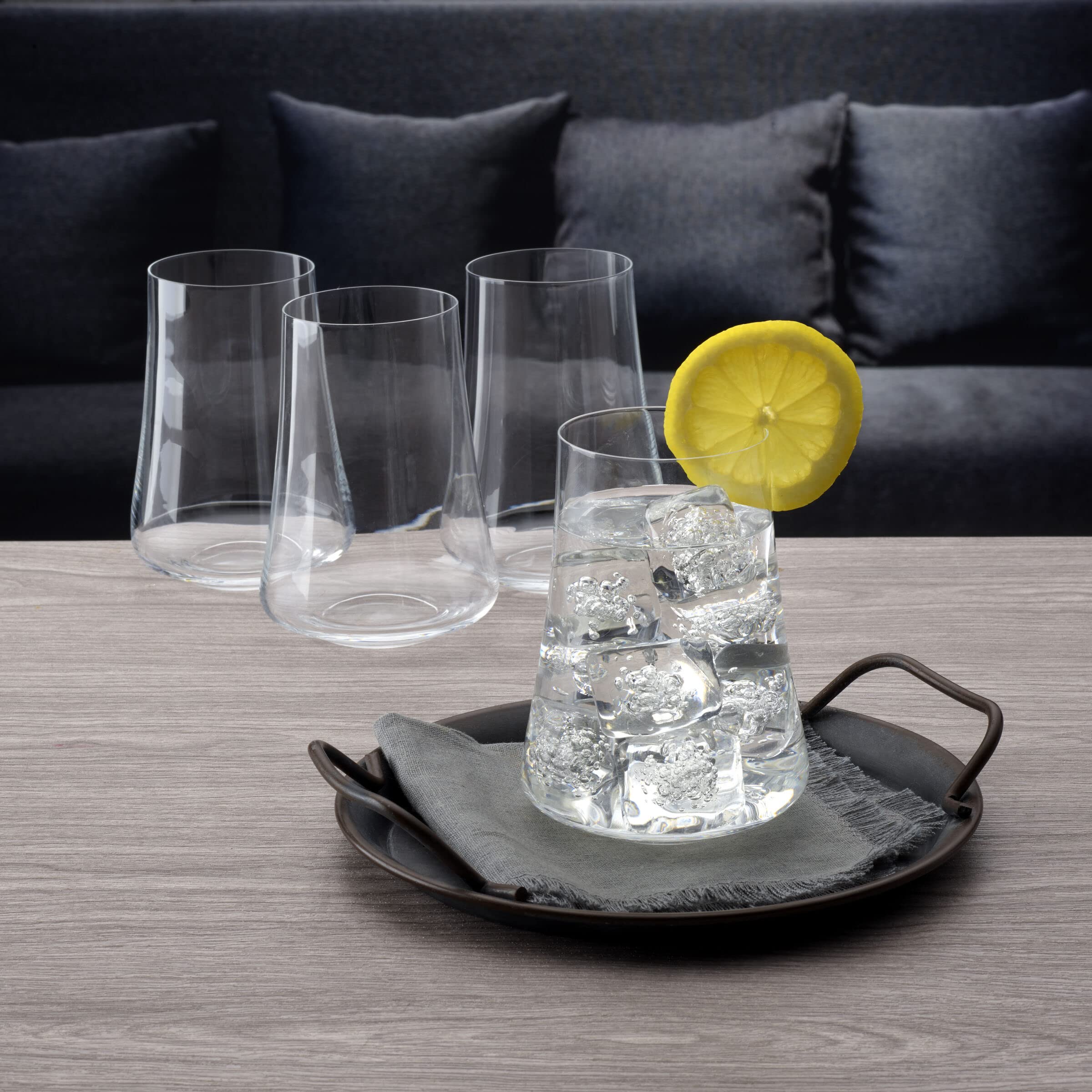Mikasa Aline Set of 4 Highball Tumbler Cups, 17-Ounce, Clear