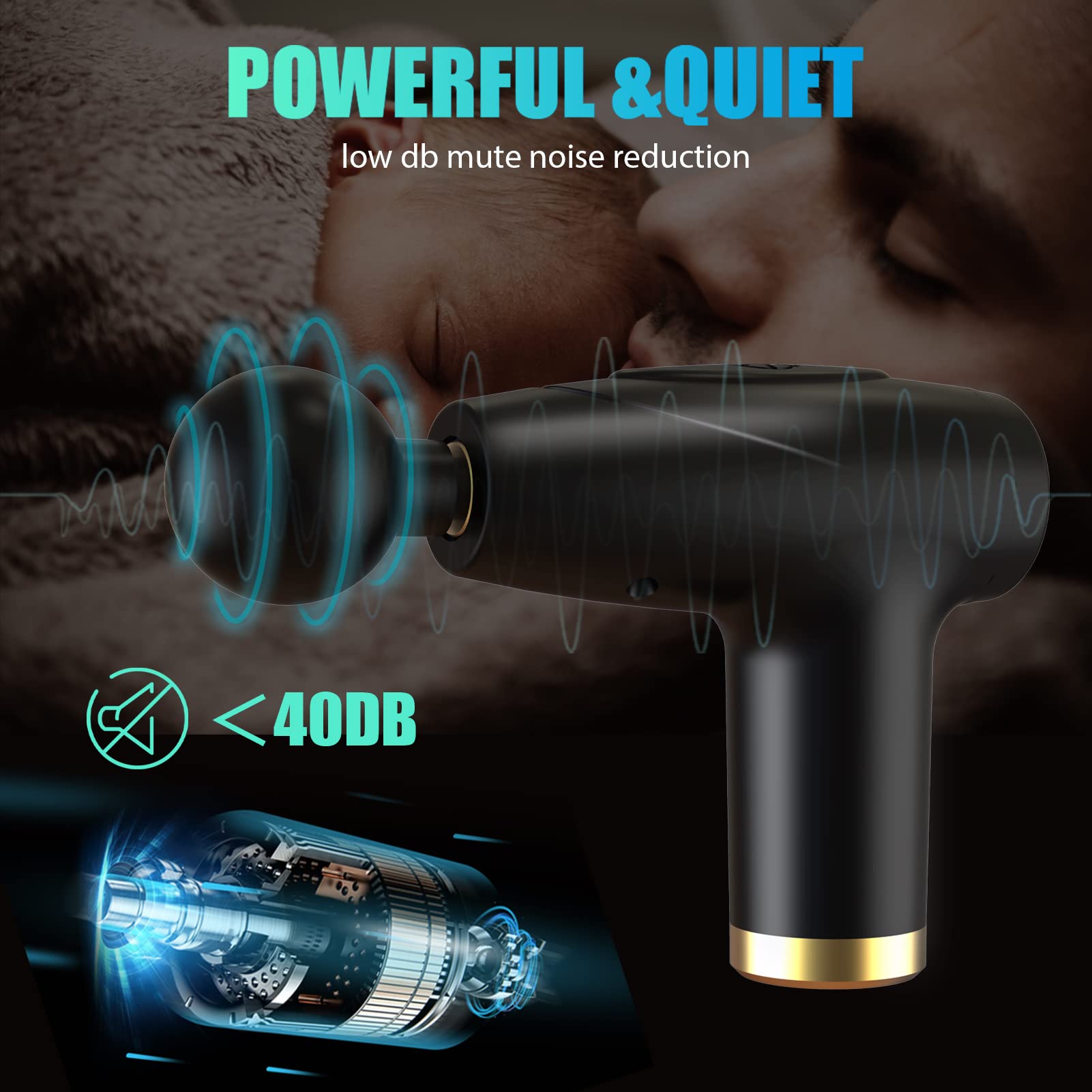 Massage Gun - Handheld Deep Muscle Massager - Professional Personal Massage Machine Rechargeable Massage Device with 4 Heads