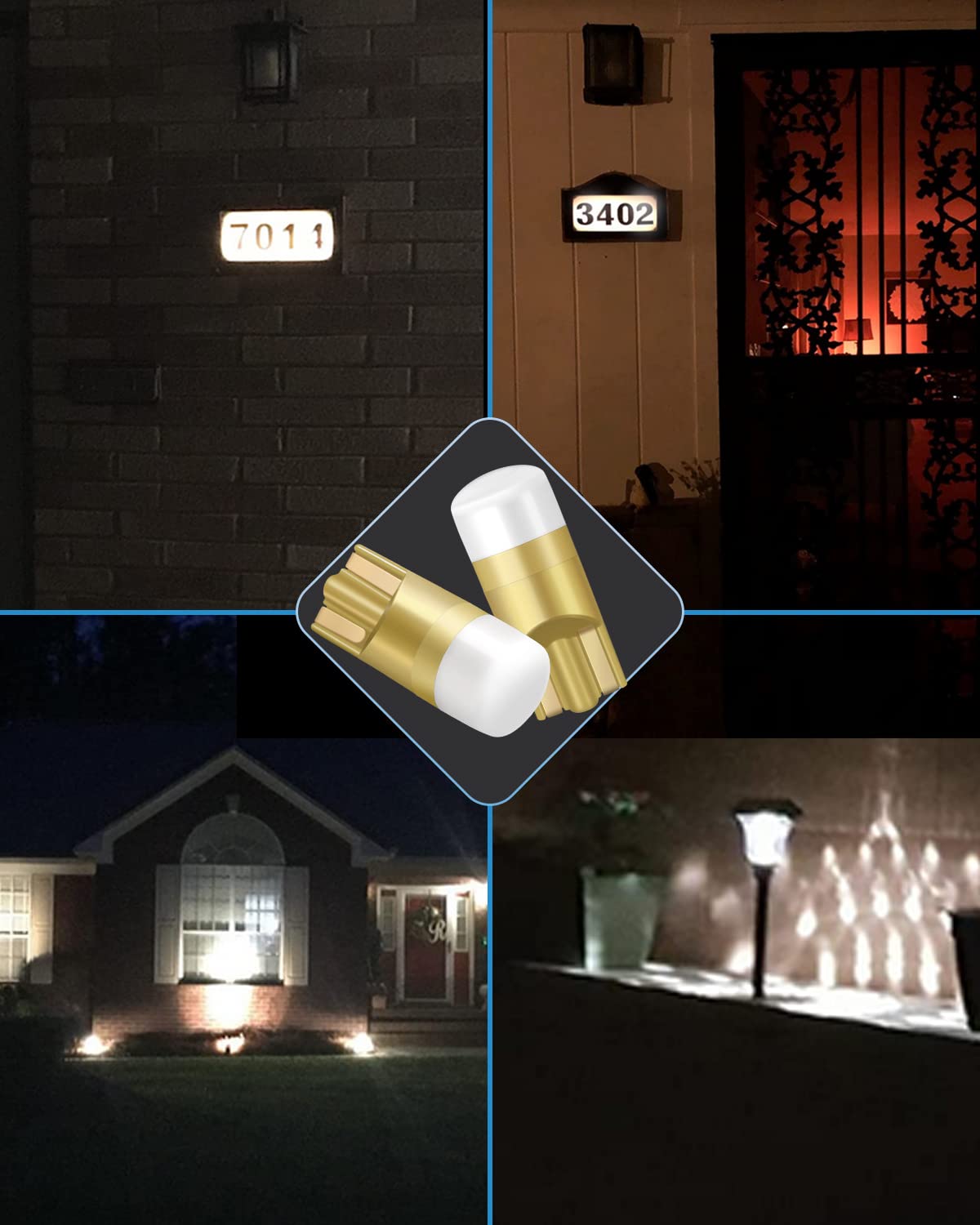 Keiurot House Number Light Bulb Address Bulb 193 Bulb Lighted Address Sign LED Replacement Bulb Kit 10-30Volt AC/DC, RV Landscape and Cabinet Lighting White, 2Pack