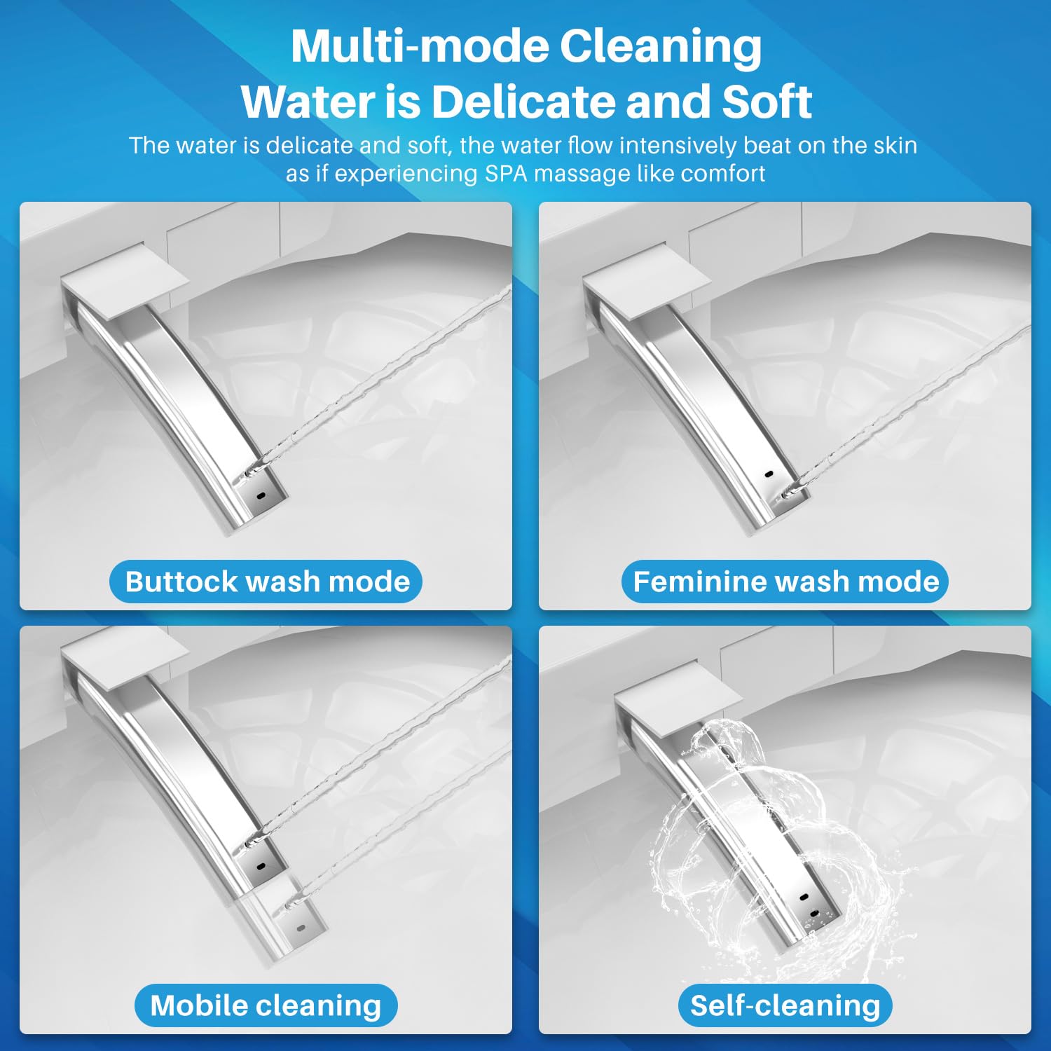 Smart Bidet Toilet with Heated Water/Adjustable Washing Settings/Air Dryer/LED-light, One Piece Bidet-Toilet with Remote Control/Auto Open Cover