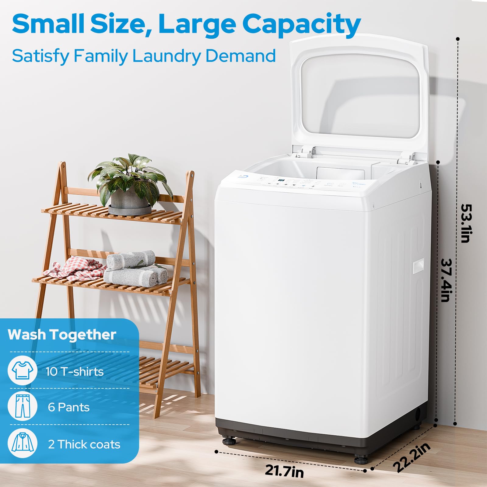 Smileader Washing Machine 2.0 Cu.Ft. Compact Full Automatic lavadora portatil for Apartments, RV, Dorms Portable Washer, White