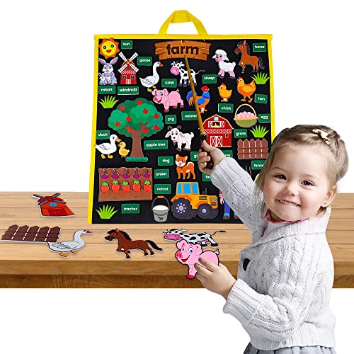 Mewise 64 Pieces Farm Animals Felt Story Pieces for Toddlers,Preschool,Storytelling Teaching Play Kits for Felt Board…
