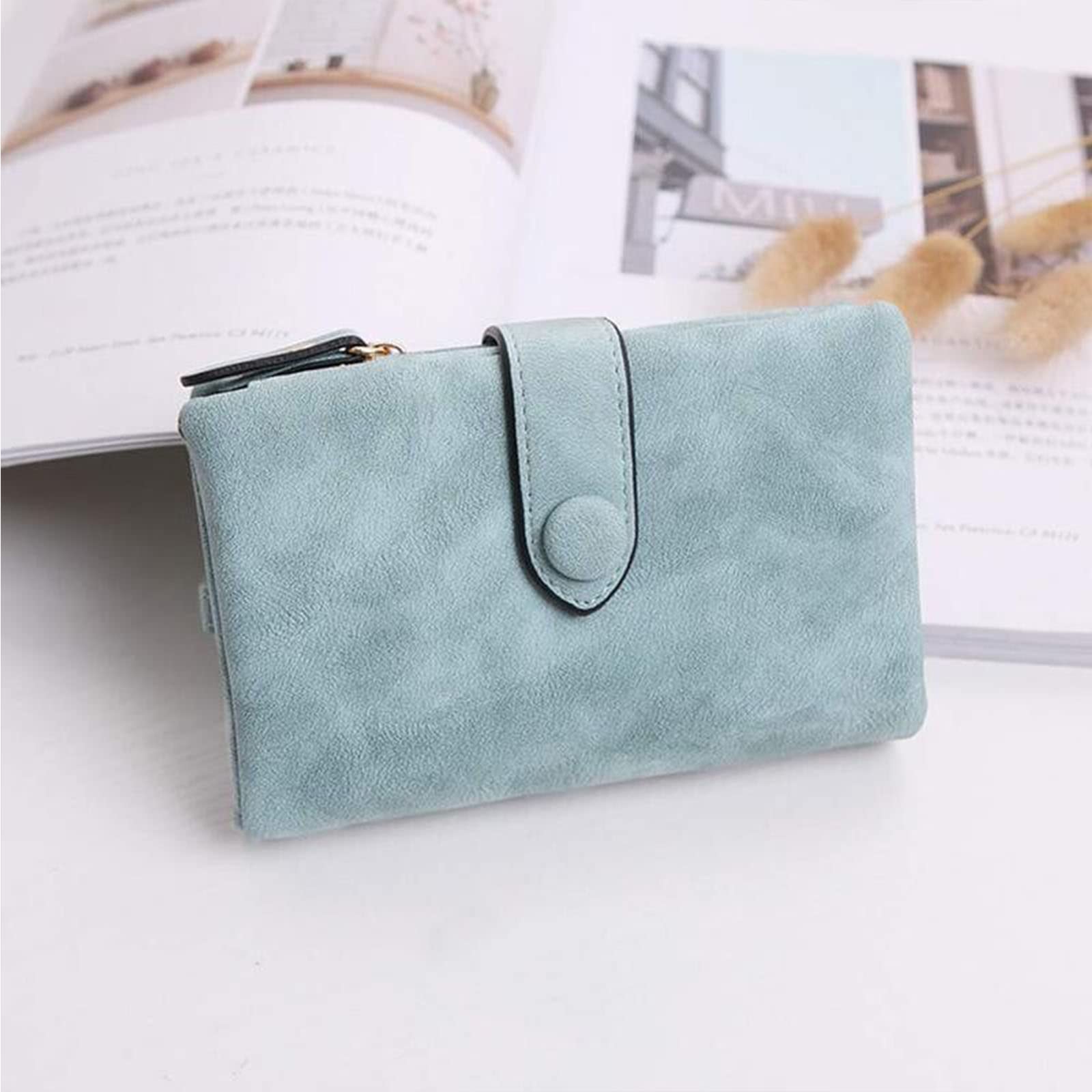 lanyuke Small Trifold Leather Wallet For Women - [2023 NEW] Mini RFID Credit Card Frosted Wallet for Travel (Black)