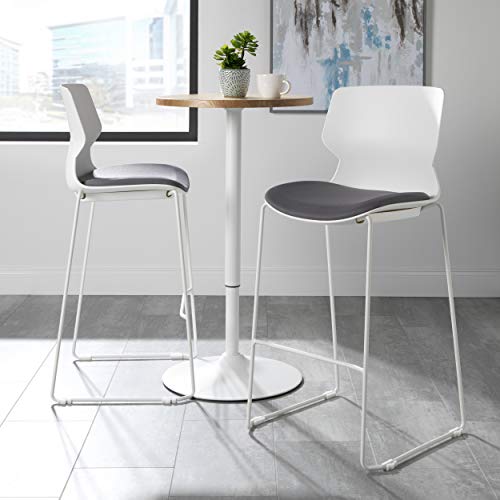HON Basyx Contempo Guest Stool, 2 Pack, White/Charcoal