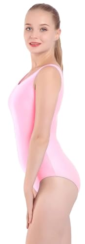 Javly Dance Leotards for Women Basic Soild Tank Ballet Dancewear Scoop Neck Bodysuit for Adult