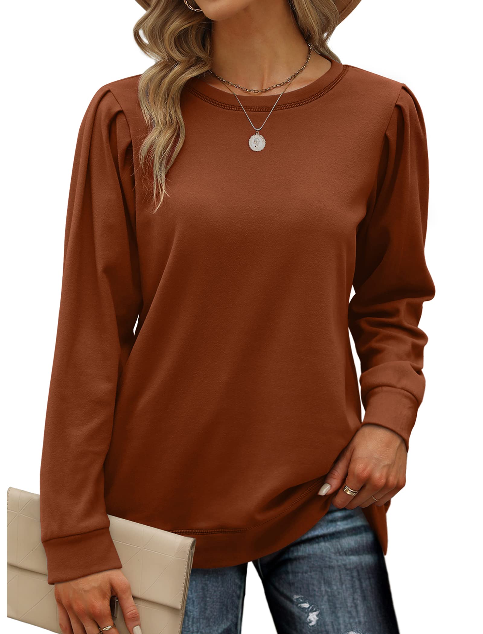Long Sleeve Shirts for Women Dressy Casual Fall Tops 2023 Trendy Gray M