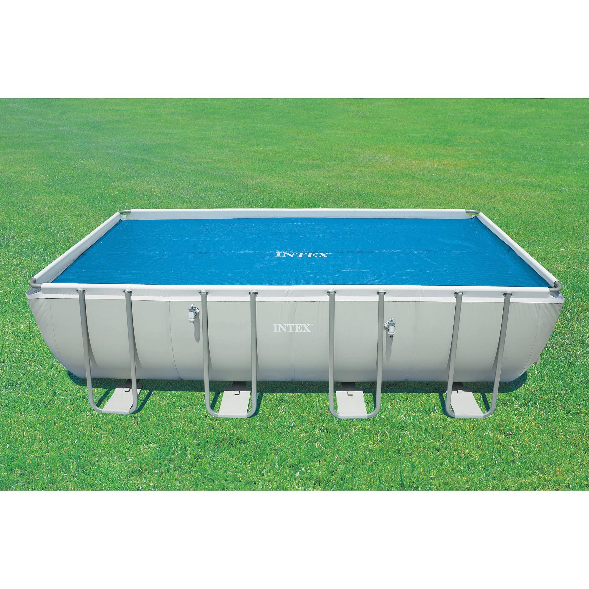 INTEX 26355EH Ultra 18'x9'x52" Ultra XTR Rectangular Frame Pool Set with 120V 1,200 GPH Sand Filter Pump, Ladder, Ground Cloth, and Solar Pool Cover