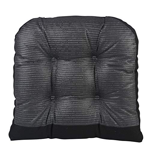 Klear Vu Gripper Overstuffed Universal Non-Slip Dining Chair Cushions for Kitchen Decor or Office Use, U-Shaped Skid-Proof Seat Pad, 15x15 Inches, 4 Count (Pack of 1), Midnight Black