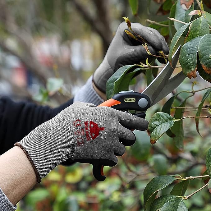 Jack Boss 12 Pairs Safety Work Gloves, All-Purpose Gardening Glove with Nitrile Coated and Seamless Knit, Suitable for both Man & Woman Working Fishing, Large