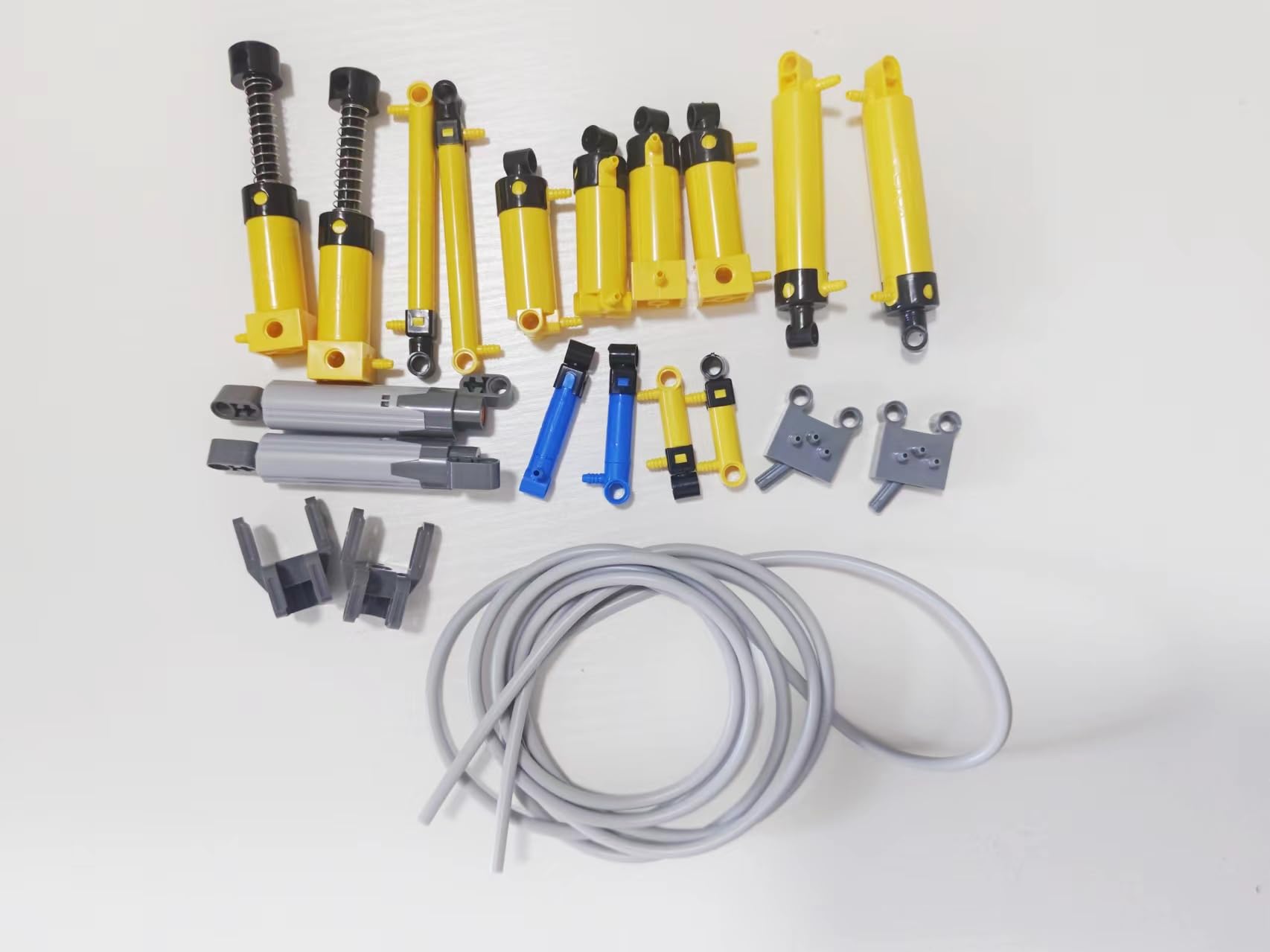 Goshfun 19Pcs 10-Kinds MOC Pneumatic Parts Bricks with Air Pump Push Rod Switch Piston Air Pipe, Building Blocks Toy Set , Random Color of Air Pipe
