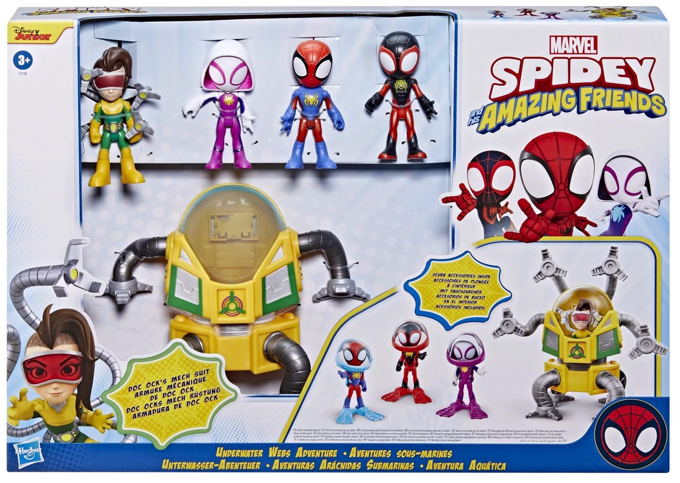Marvel Spidey & His Amazing Friends Action Figures Superheroes + Villains (Choose Figure) (Underwater Web Playset (4 Figures ))