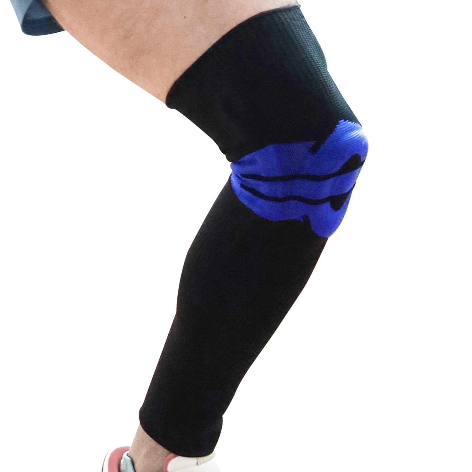 Knee Brace Leg Compression Sleeve, Knee Compression Sleeve Long with Patella Gel Pad Side Stabilizer, Full Leg Sleeves Apply to for Thighs, Calves, Knees, Running and Basketball Medium