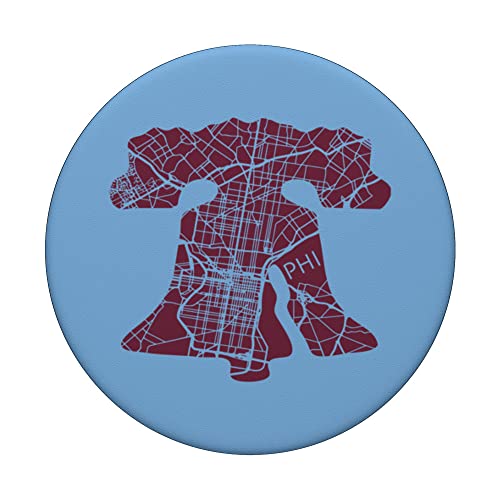 Philadelphia Street Map Liberty Bell Vintage Maroon Philly PopSockets Swappable PopGrip