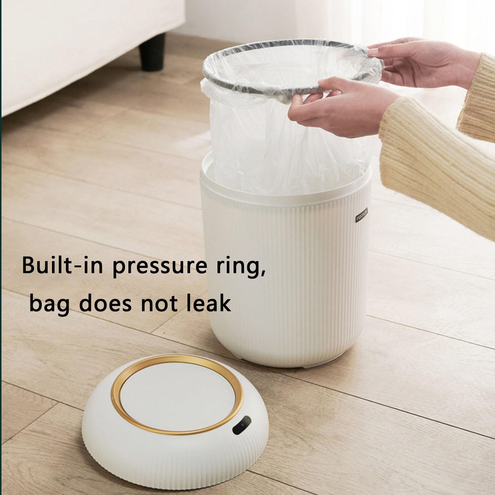 Smart Sensor Wastebasket-Convenient And Hygienic Easy To Use, 13 Gallon Trash Can Bathroom Trash Can With Lid, Automatic Trash Can for Kitchen, Bathroom, Bedroom, Living Room, Office And Outdoor-White