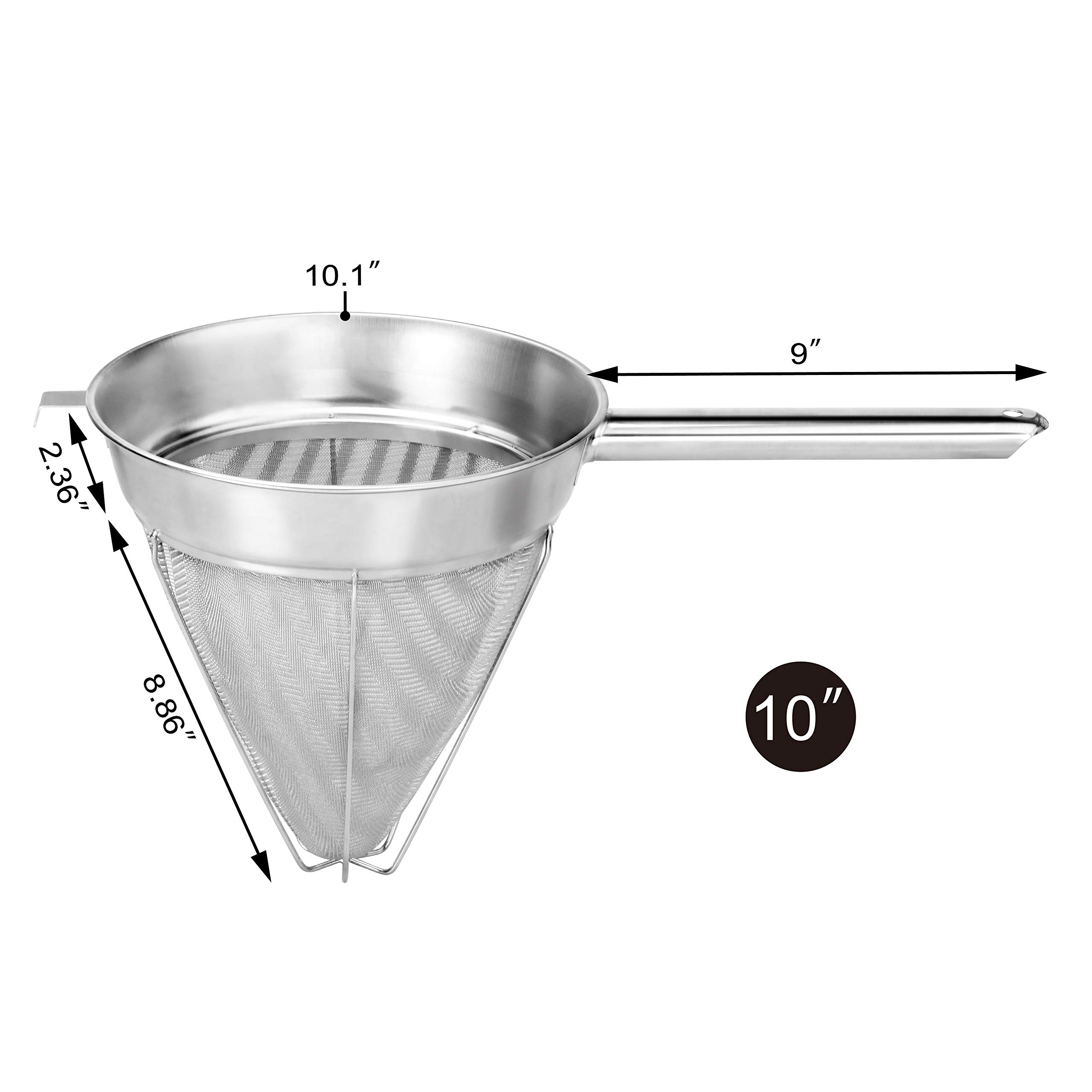 New Star Foodservice 537454 Stainless Steel Reinforced Bouillon Strainer, 10-Inch